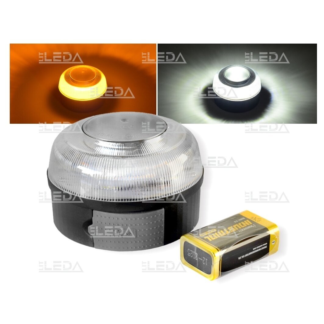 Vilkur LED magnet 9V patarei valge/oranž - Sike Agri