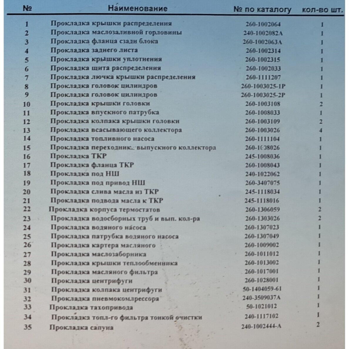 Mootori tihendikomplekt MTZ D-260
